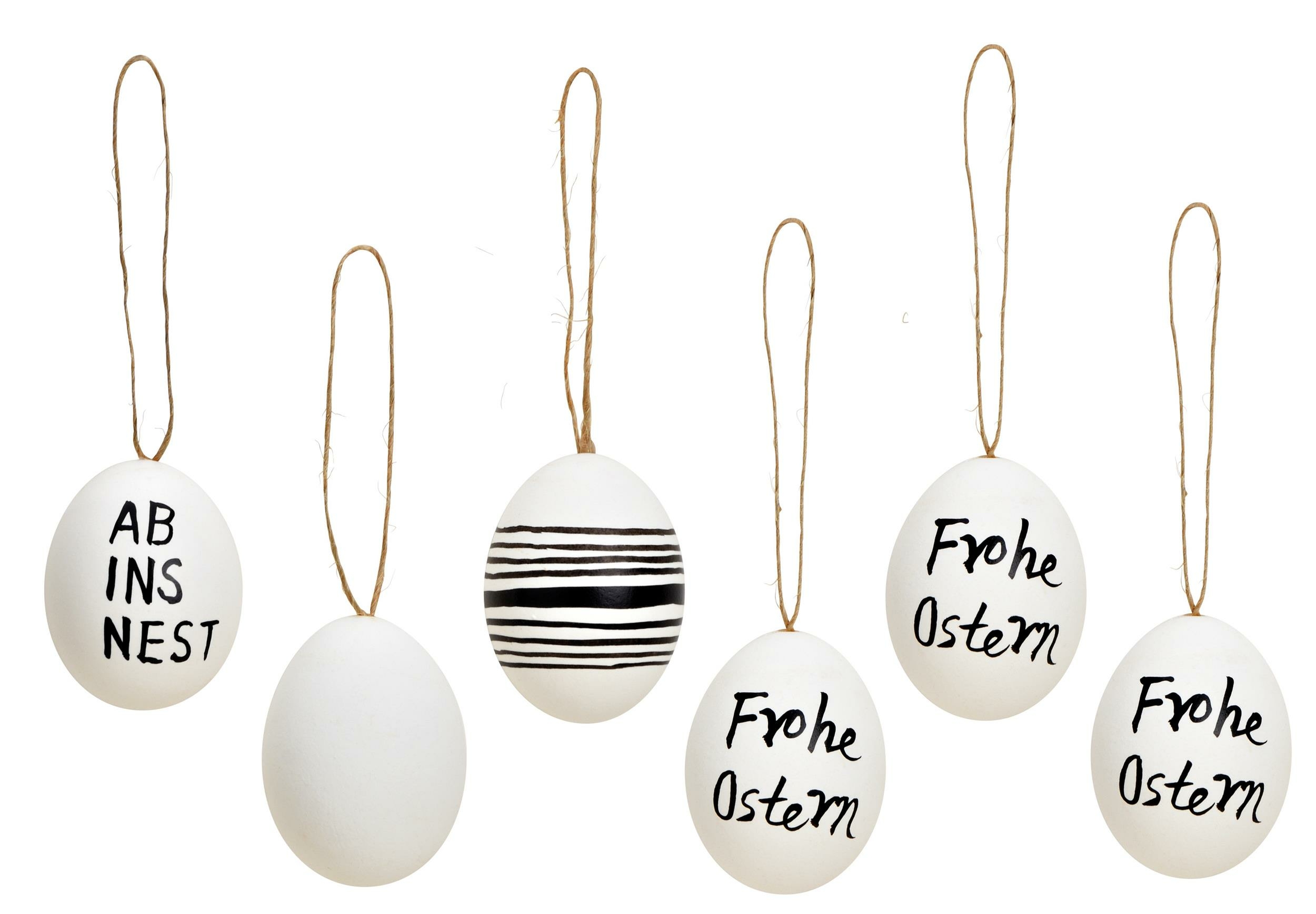 12er Set Deko Ostereier - ECHTE EIER - Schwarz Weiß - Hänger Oste, 11,99